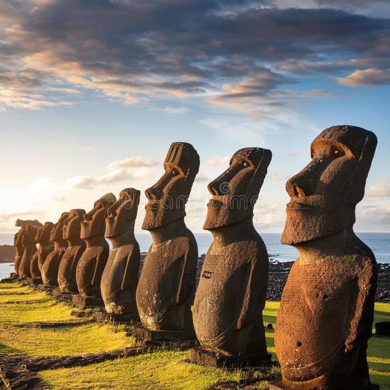 Easter Island Statues, AI Generated Stock Illustration - Illustration ...