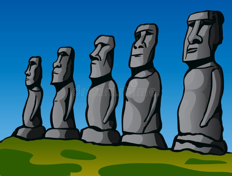 Easter Island. Stone idols stock vector. Illustration of akivi - 86547230