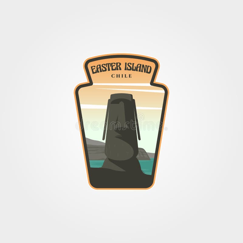 Easter Island Vintage Logo Vector Design, Moai Statue Label Badge ...