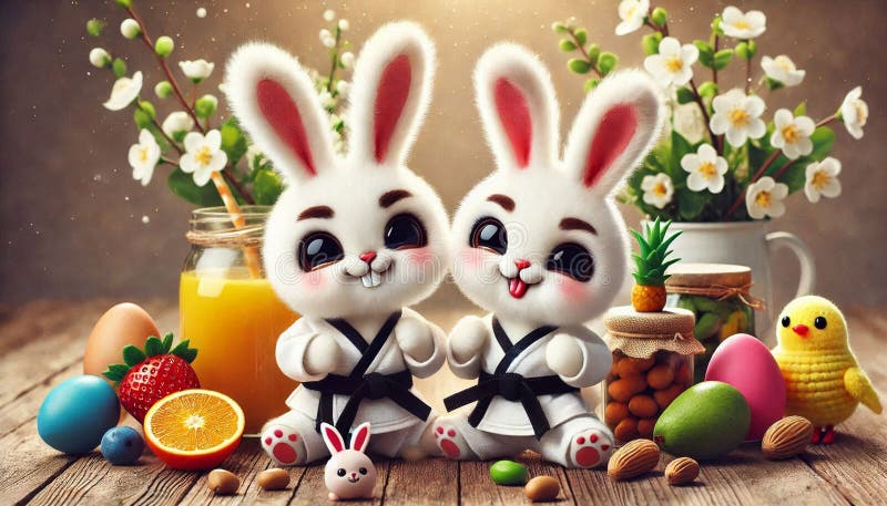 Easter Karate Bunnies: Special Collection of Easter Decorations Stock ...