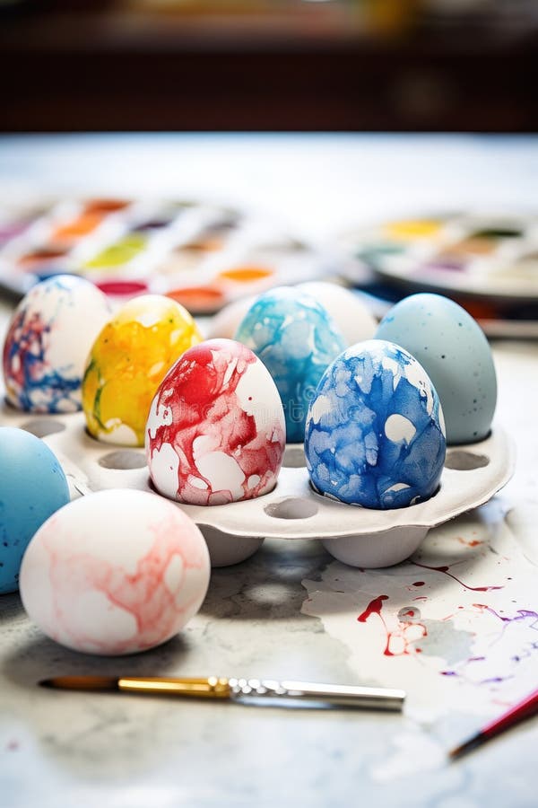 Easter Kit of Eggs with Colors and Stickers on Table, Stock ...