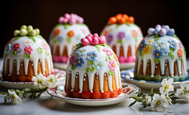 Easter Kulich with Bright Spring Colors. Concept Stock Illustration ...