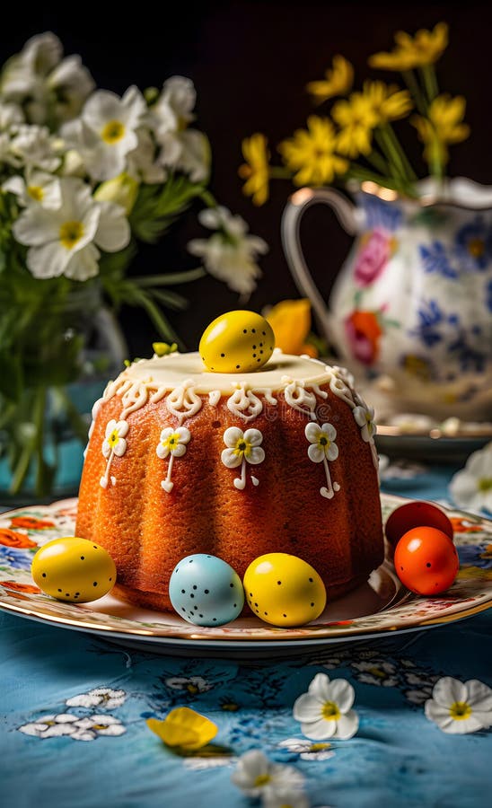 Easter Kulich with Bright Spring Colors. Concept Stock Illustration ...