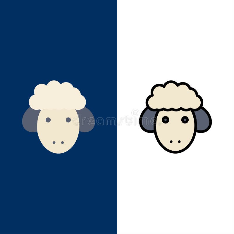 Easter, Lamb, Sheep, Spring Icons. Flat and Line Filled Icon Set Vector ...