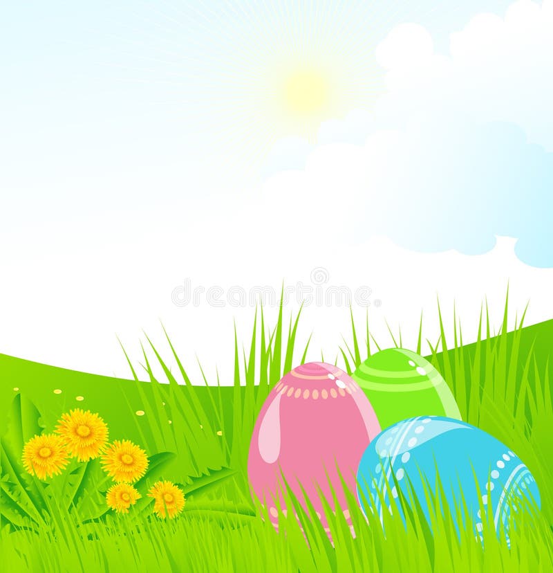Easter landscape stock illustration. Illustration of color - 64640155