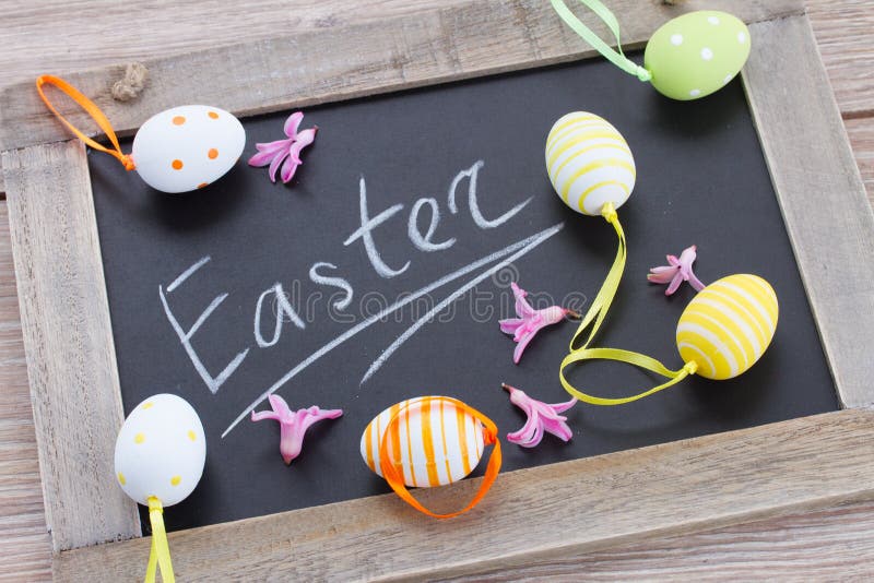 Easter letters with eggs stock image. Image of board - 38783117