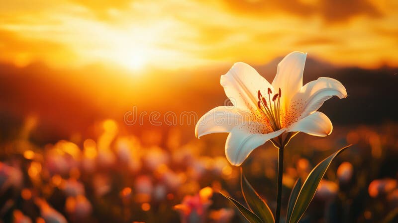 Easter Lily in Glowing Sunset, Capturing Peace and Holiday Symbolism ...