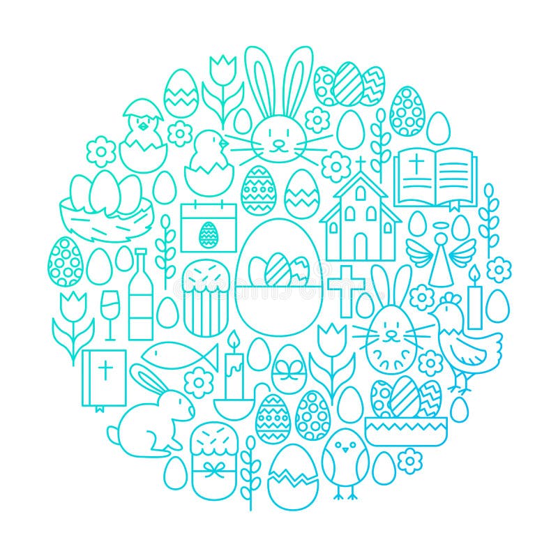 Easter Line Icon Circle Design Stock Vector - Illustration of fish ...
