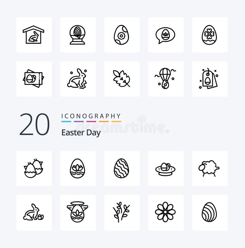 20 Easter Line Icon Pack. Like Lamb. Egg. Egg. Easter Stock Vector ...