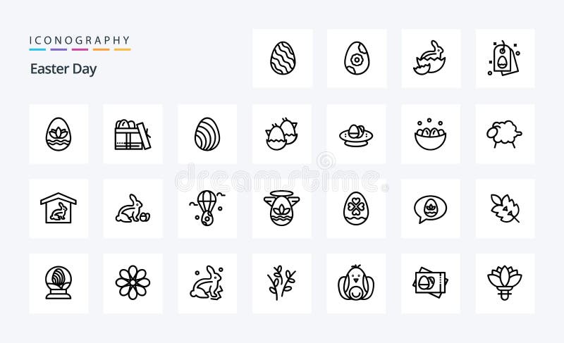 25 Easter Line Icon Pack. Vector Icons Illustration Stock Vector ...