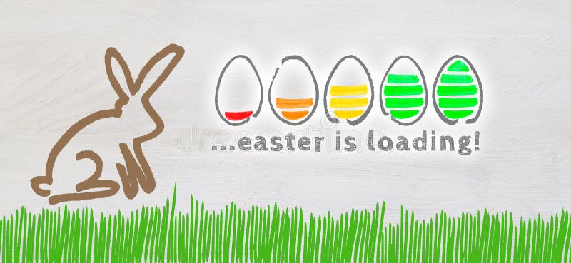 Easter is Loading Concept with Eggs on Blackboard Stock Image - Image ...