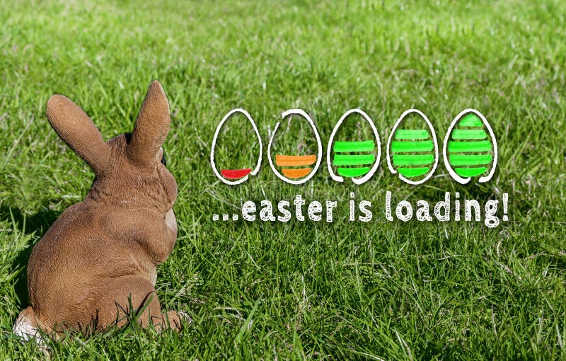 Easter is Loading Concept with Eggs on Blackboard Stock Image - Image ...