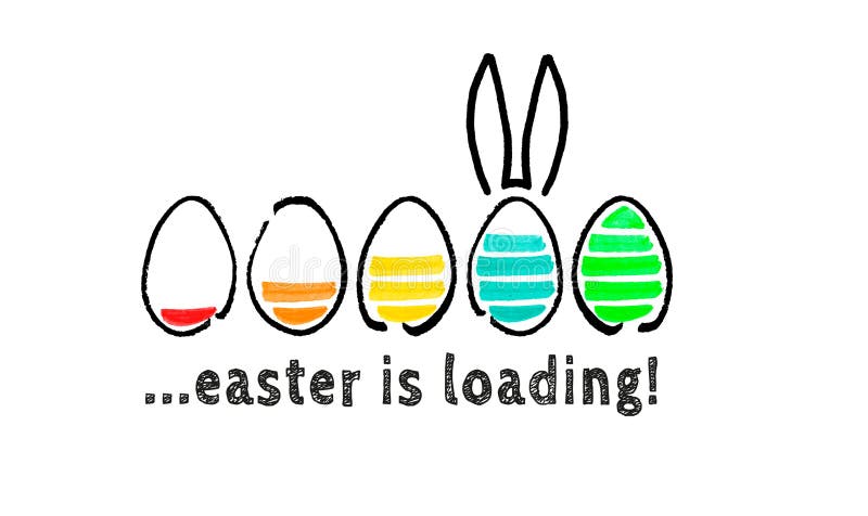 Easter is Loading Concept with Eggs on Blackboard Stock Image - Image ...