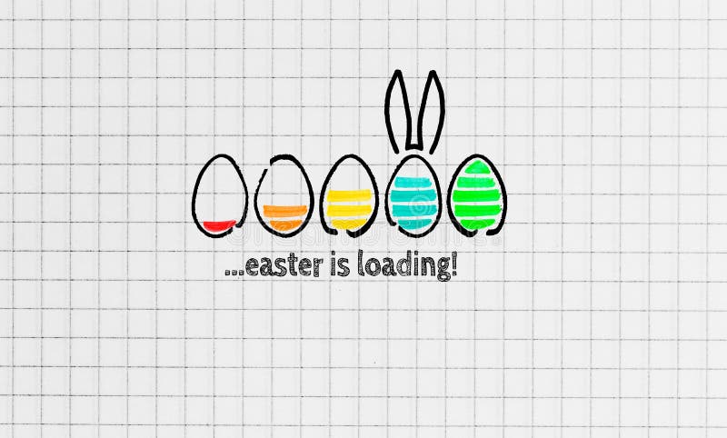 Easter is Loading Concept with Eggs on Blackboard Stock Image - Image ...