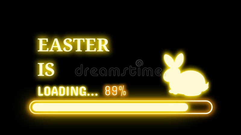 Easter is Loading Sign in Bright Yellow Colour with Rabbit Icon on ...