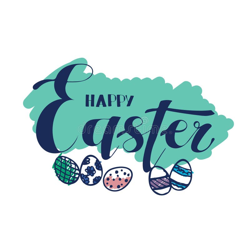 An Easter Logo with Hand Drawn Easter Eggs Stock Vector - Illustration ...