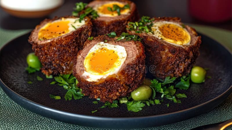Easter Lunch with Scalloped Potatoes, Ham, and Colorful Eggs Stock ...