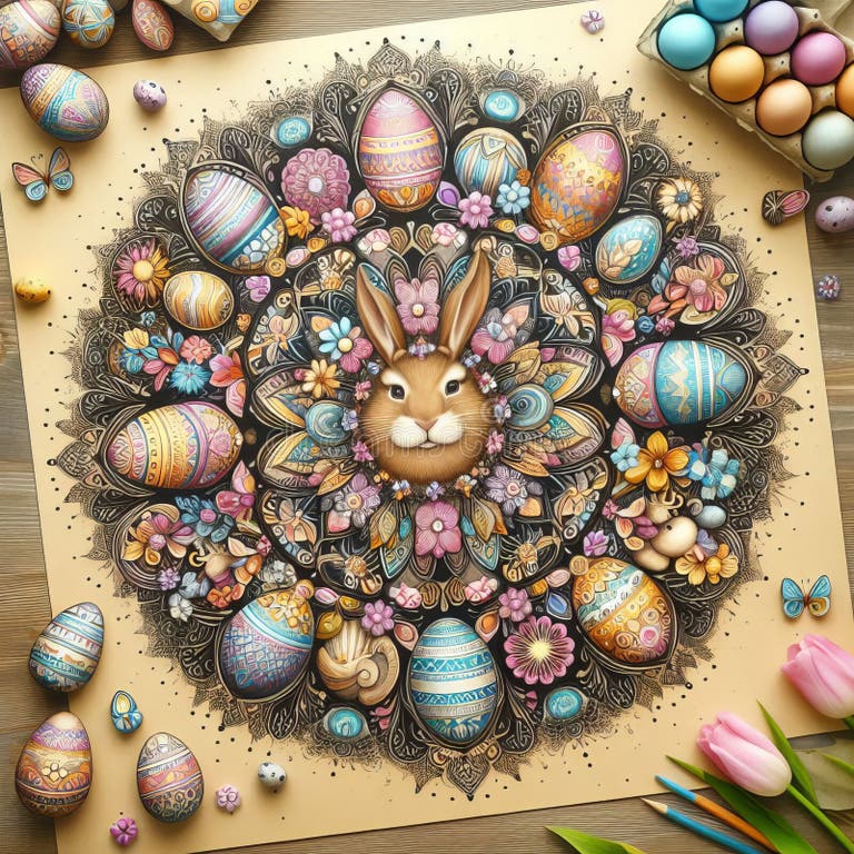 Easter Mandala Create a Mandala Design Using Easter Elements Suc Stock Illustration ...