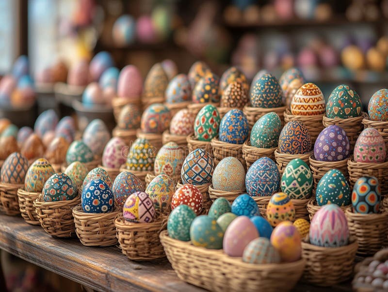 Easter Market Display with Crafts Stock Illustration - Illustration of ...