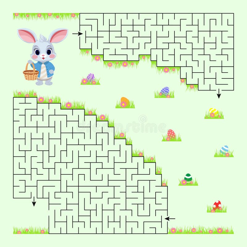Easter Maze Game. the Bunny Collects Easter Eggs Stock Vector ...