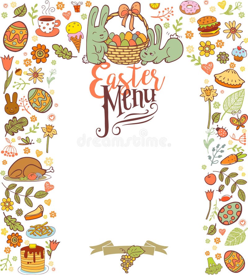Easter menu card stock vector. Illustration of decorated - 109553476