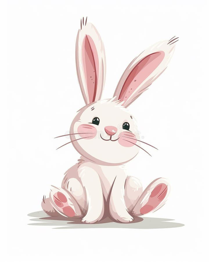 Easter Minimalistic Cute Rabbit for Kids on Light White Background ...
