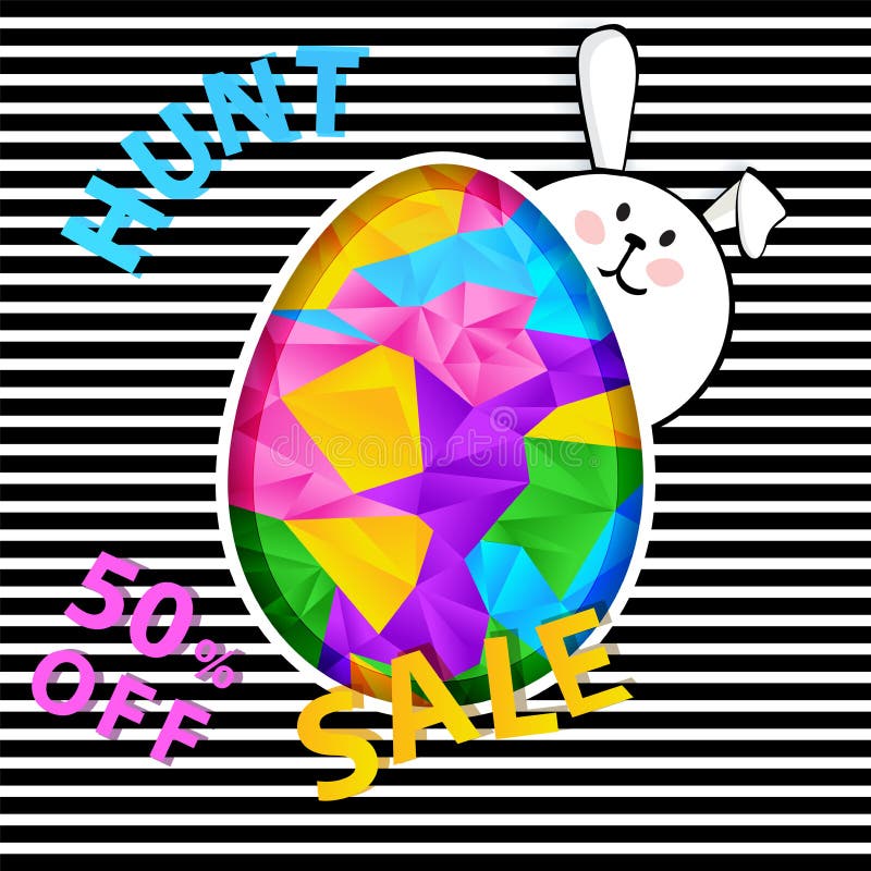 Easter Modern Striped Banner. Colorful Triangle Easter Egg on the ...