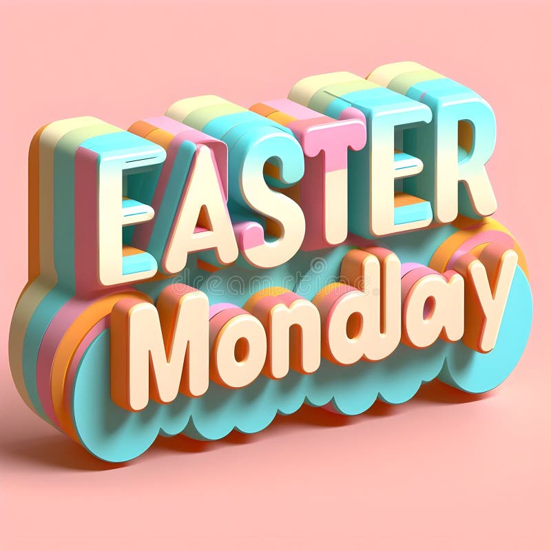 Easter Monday 3D Text Effect - Easter Monday Cartoon Style 3D Premium ...