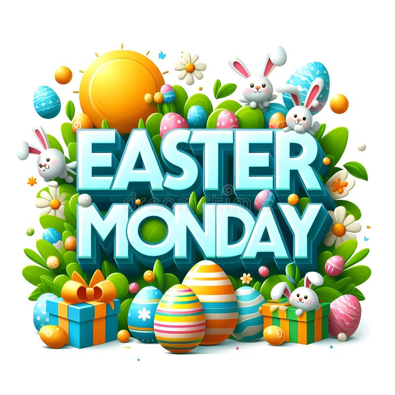 Easter Monday 3D Text Effect - Easter Monday Cartoon Style 3D Premium ...