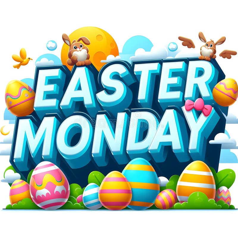 Easter Monday 3D Text Effect - Easter Monday Cartoon Style 3D Premium ...