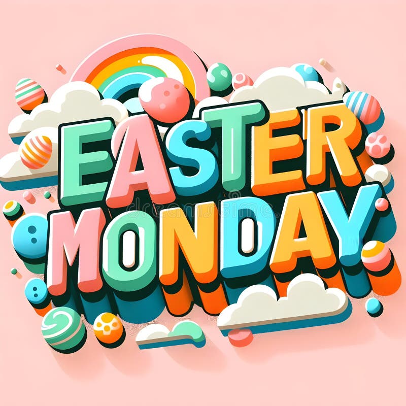 Easter Monday 3D Text Effect - Easter Monday Cartoon Style 3D Premium ...