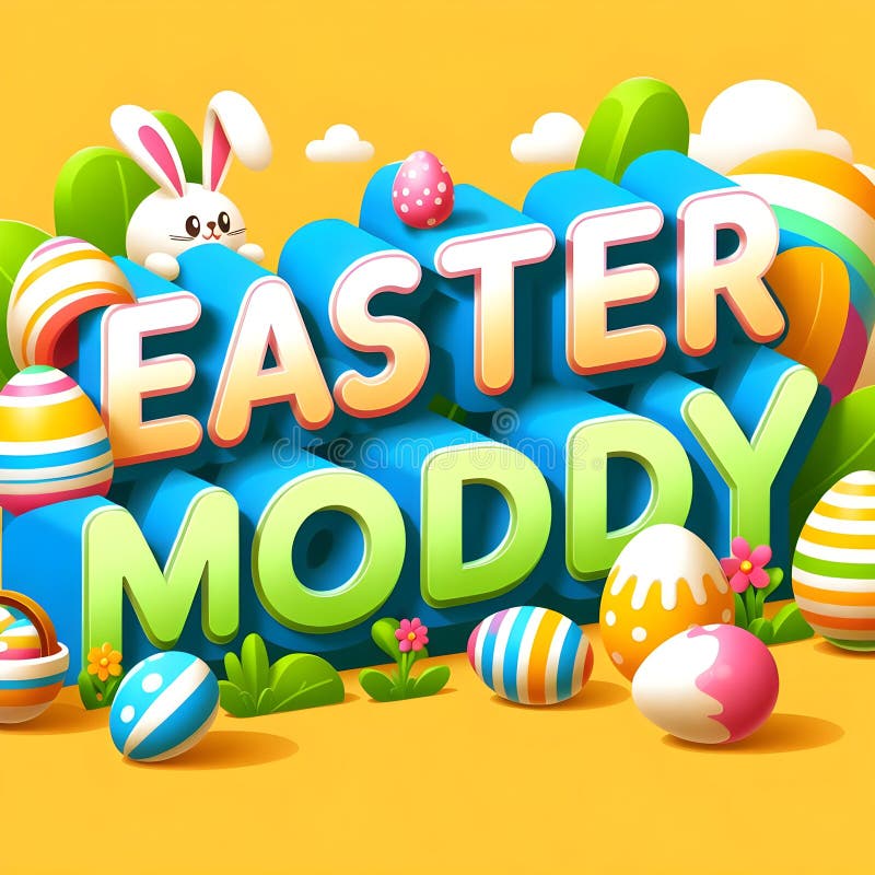 Easter Monday 3D Text Effect - Easter Monday Cartoon Style 3D Premium ...