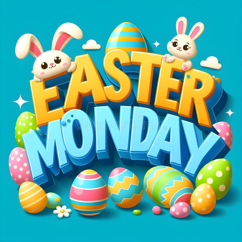 Easter Monday 3D Text Effect - Easter Monday Cartoon Style 3D Premium ...