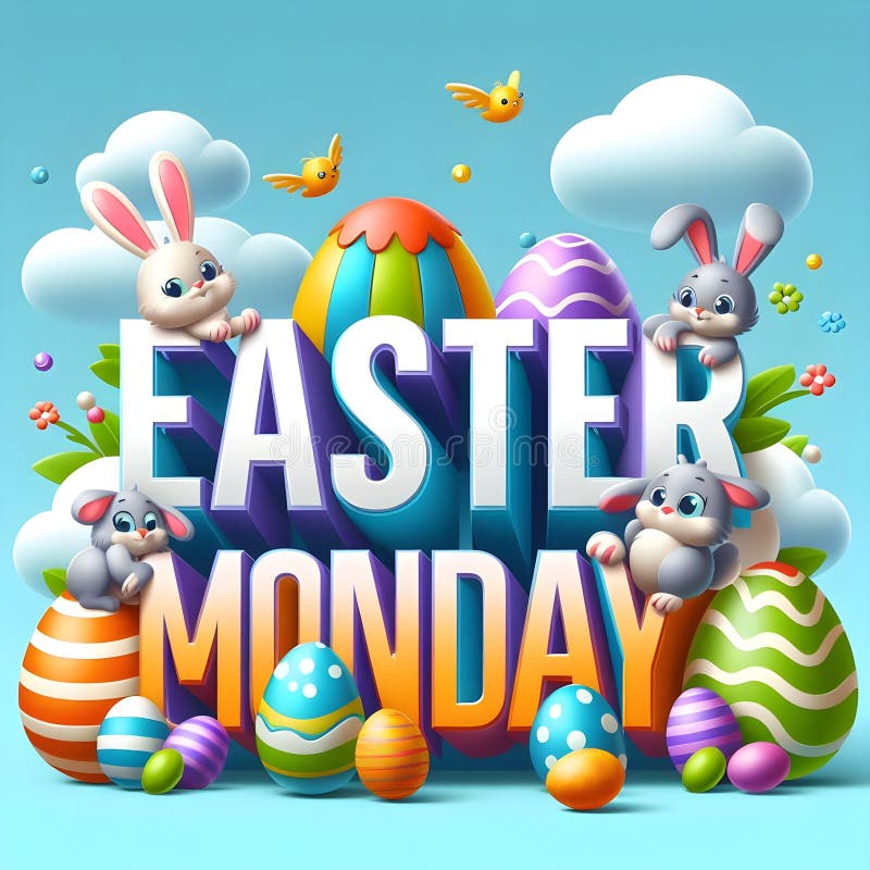 Easter Monday 3D Text Effect - Easter Monday Cartoon Style 3D Premium ...