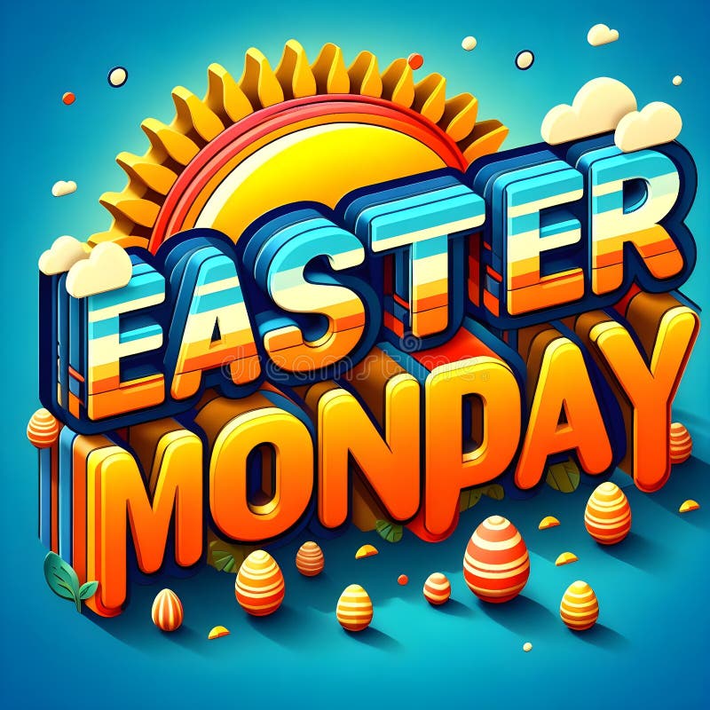 Easter Monday 3D Text Effect - Easter Monday Cartoon Style 3D Premium ...