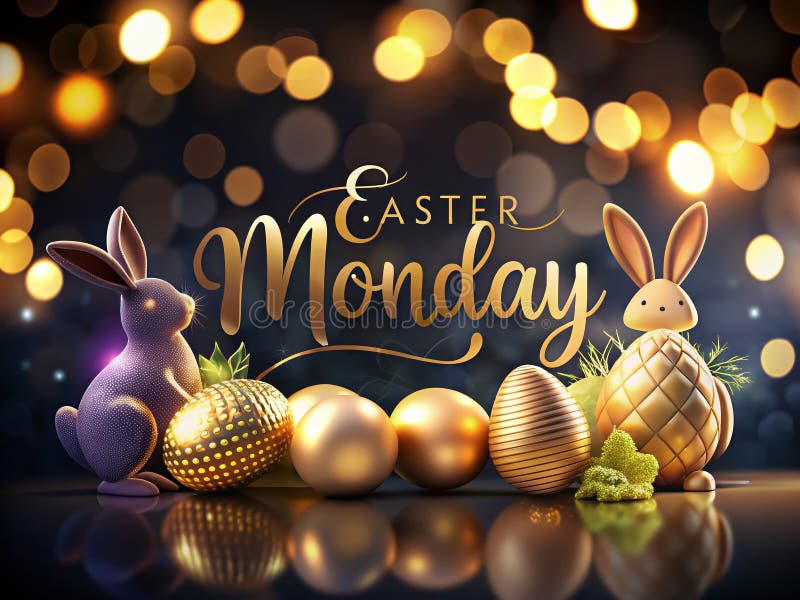 Easter Monday 3D Text Effect Festive LowLight Photography Design for ...