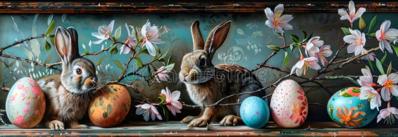 Easter Monday Scenes with Whimsical Decorations and Colorful Easter ...