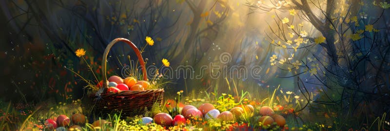 Easter Monday Scenes with Whimsical Decorations and Colorful Easter ...