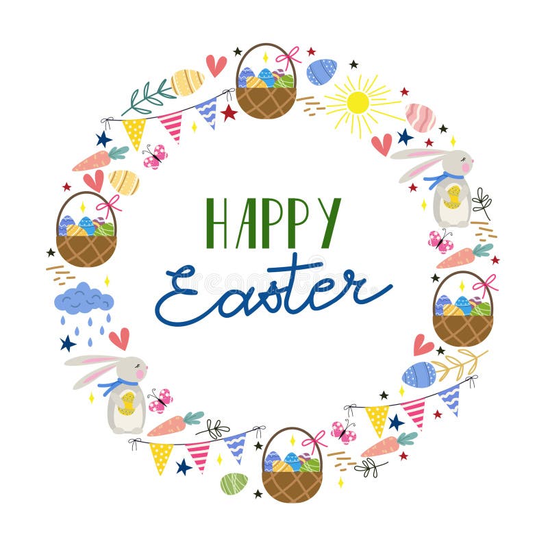 Easter Mood Flat Style Illustration. Stock Vector - Illustration of ...