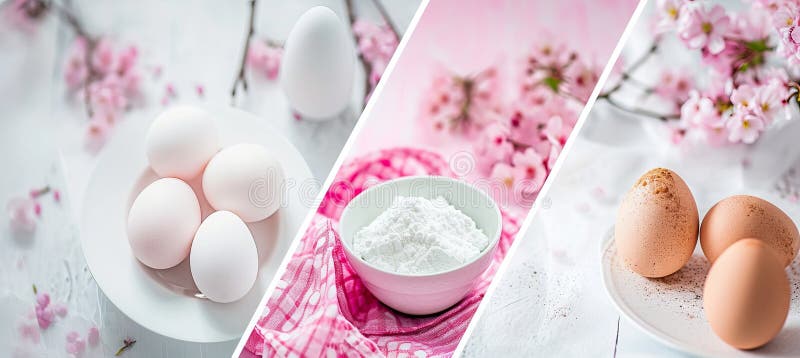 Easter Mood Products Collage with White Vertical Lines and Bright Light ...