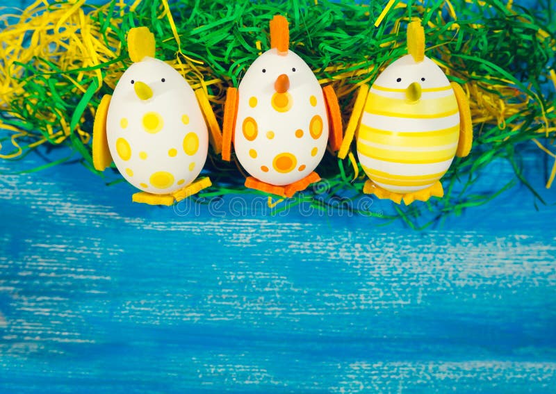 Easter Motives on a Blue Wooden Background Stock Photo - Image of blue ...