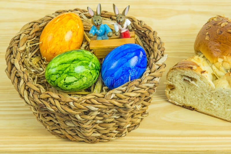 Easter Nest with Breaded Yeast Bun Stock Image - Image of dessert ...