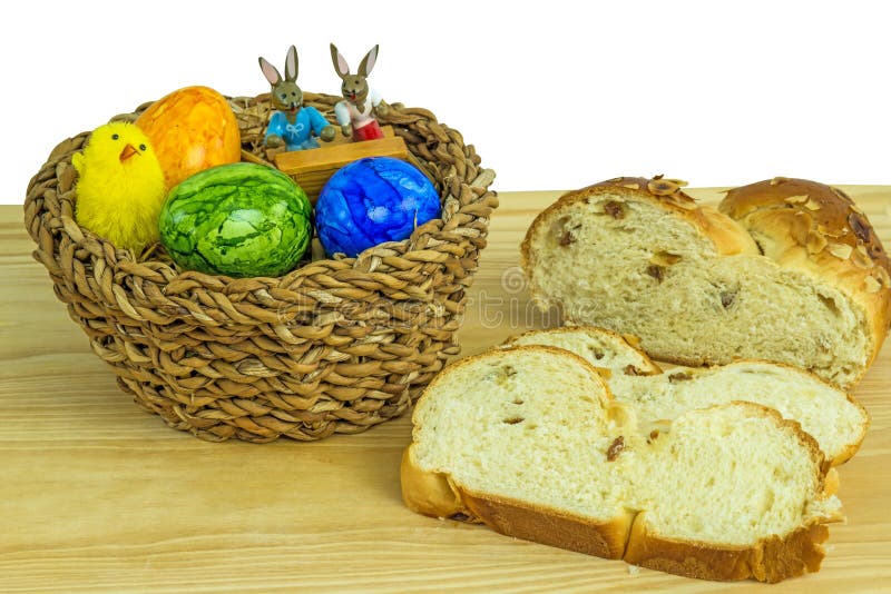 Easter Nest with Breaded Yeast Bun Stock Image - Image of braided ...