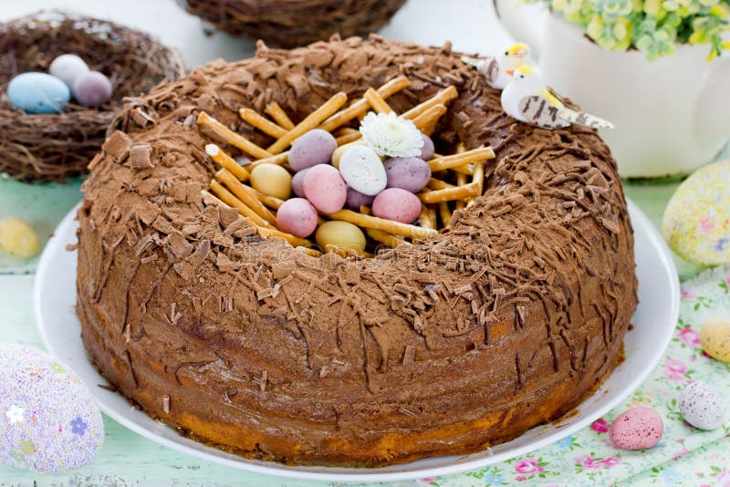 Easter egg nest cake stock image. Image of gourmet, decoration - 137802365