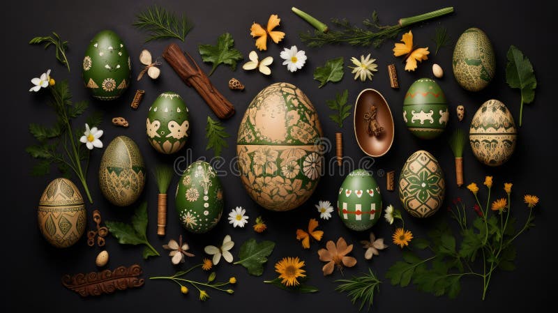 Easter Objects Creatively Arranged in the Shape of an Egg. Ai Generated ...