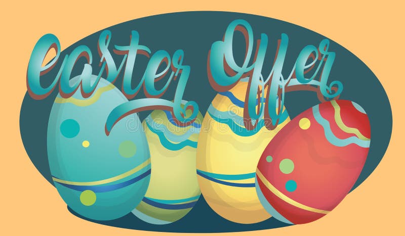 Easter Offer Advertising Banner with Eggs Stock Vector - Illustration ...