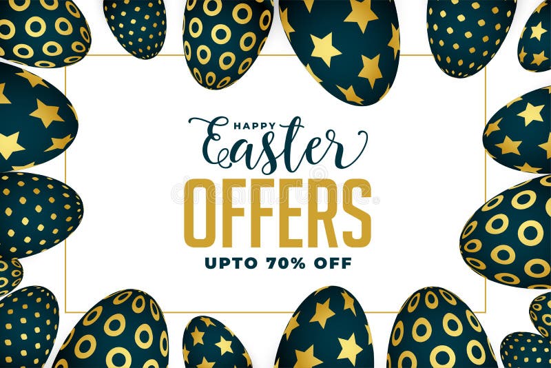 Easter Offer and Sale Banner with Golden Eggs Stock Vector ...