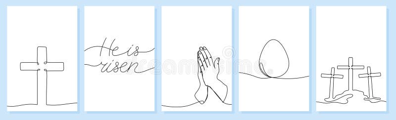 Easter One Continuous Line Vertical Banners Set Vector Illustration ...