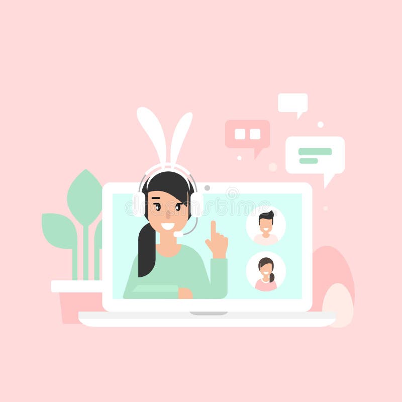 Easter Operator with Bunny Ears. Webinar, Online Class, Remote Team ...