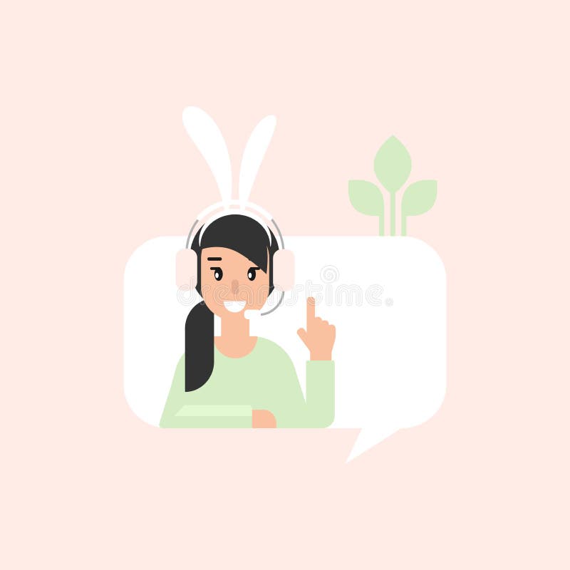 Easter Operator with Bunny Ears. Webinar, Online Class, Remote Team ...